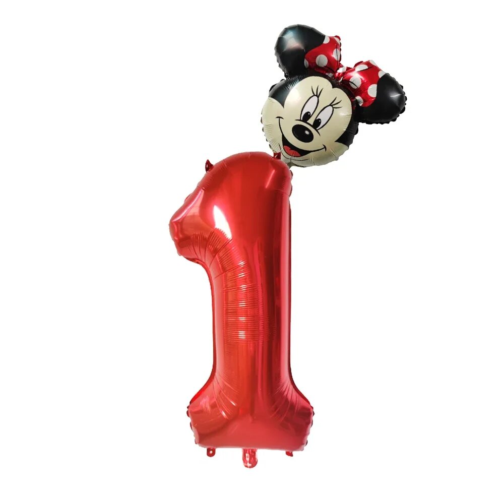 2 шт. воздушные шары Disney с Микки и Минни Маус, красные, черные, розовые шары, 32 дюйма, шары с цифрами, декор для вечеринки в честь первого дня рождения, детского душа