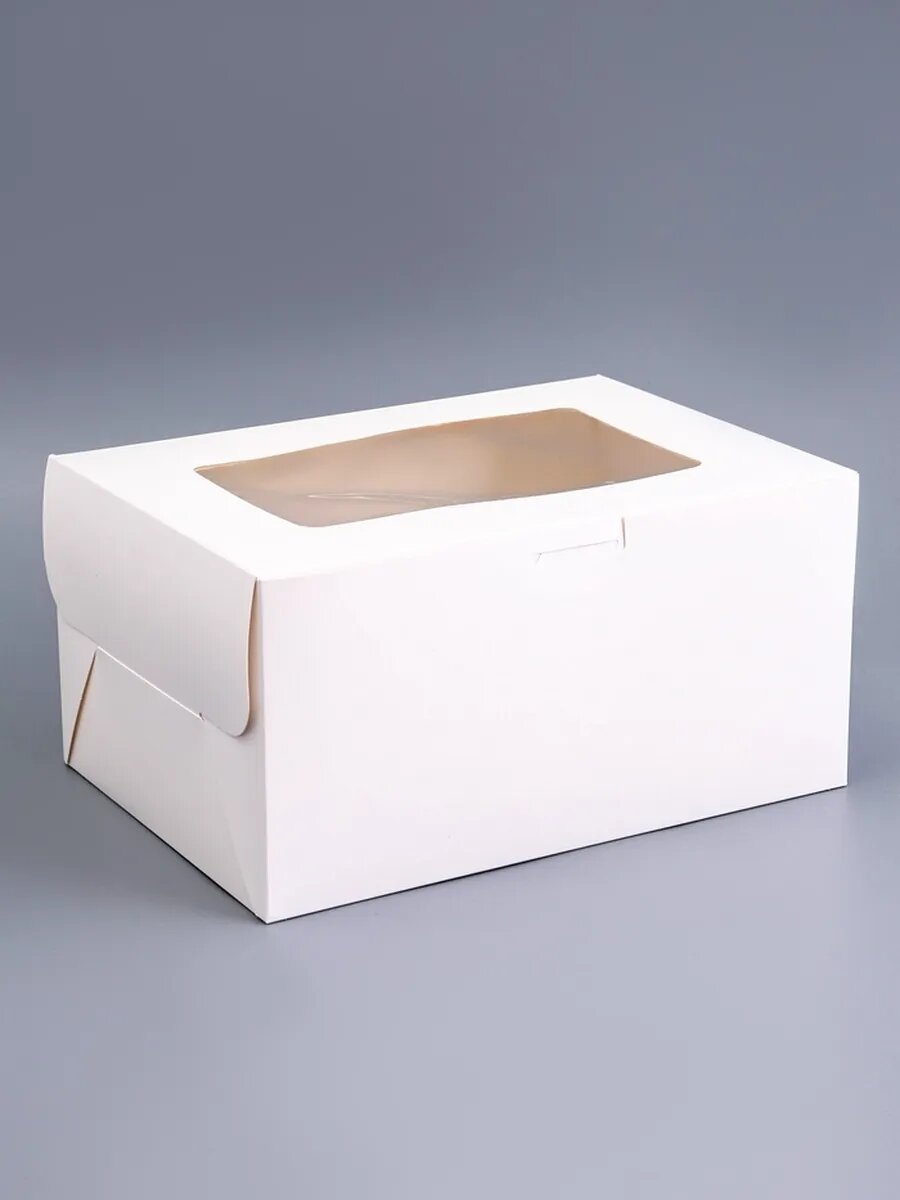 Коробка для 2 капкейка и торт, белая, 25,4 х 18 х 12,7 см, к