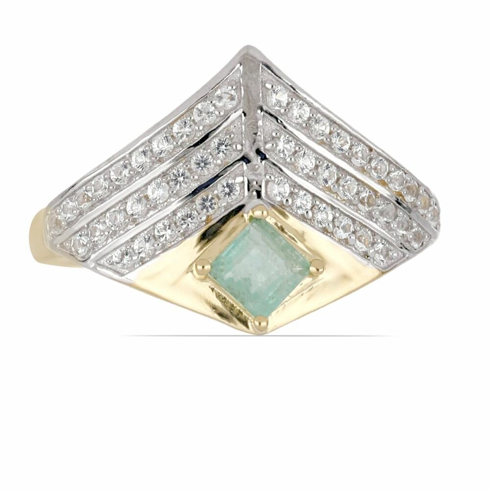 Кольцо тонкое, серебро, 925 проба, родирование, изумруд