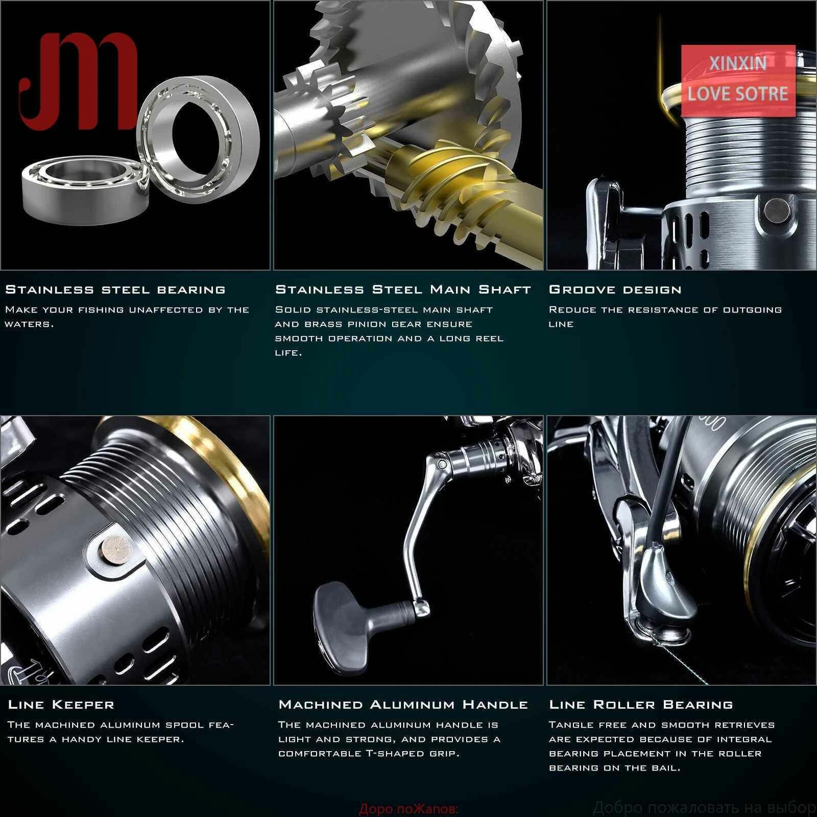 Катушка для спиннинга 3000 безынерционная для рыбалки на удочку 12+1 подшипник / Передаточное число - 5.5:1 / Для спиннинга, Фидер, Джиг, Карп-Wenyuanba