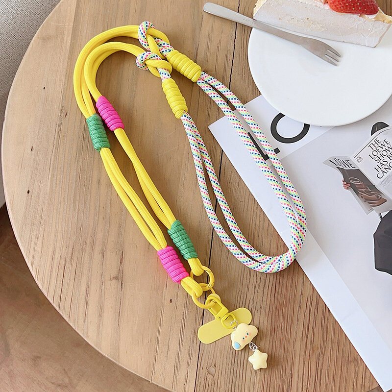 Шнурок для телефона "Female Rope Girl", с диагональным ремешком, желтый, ТПУ