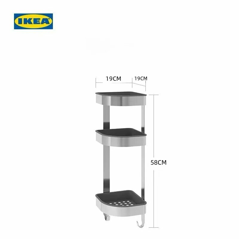 IKEA Полка для ванной комнаты Угловая 3 ярусная, 1 шт