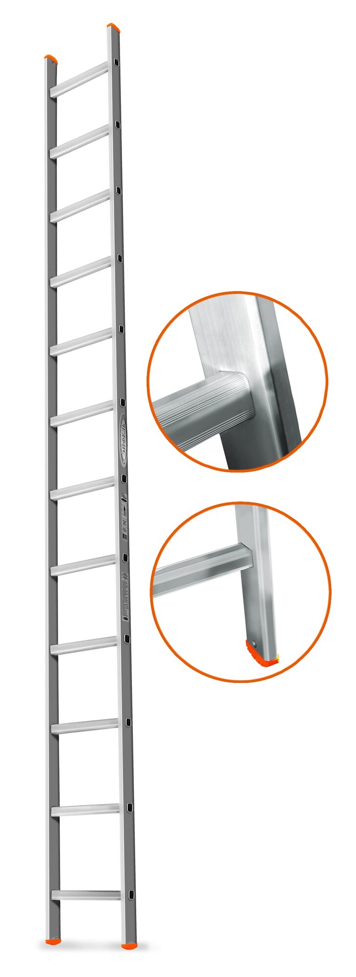 Приставная Лестница Эйфель Гранит 12 Ступеней Длина 3.42 М, Нагрузка 150 Кг.