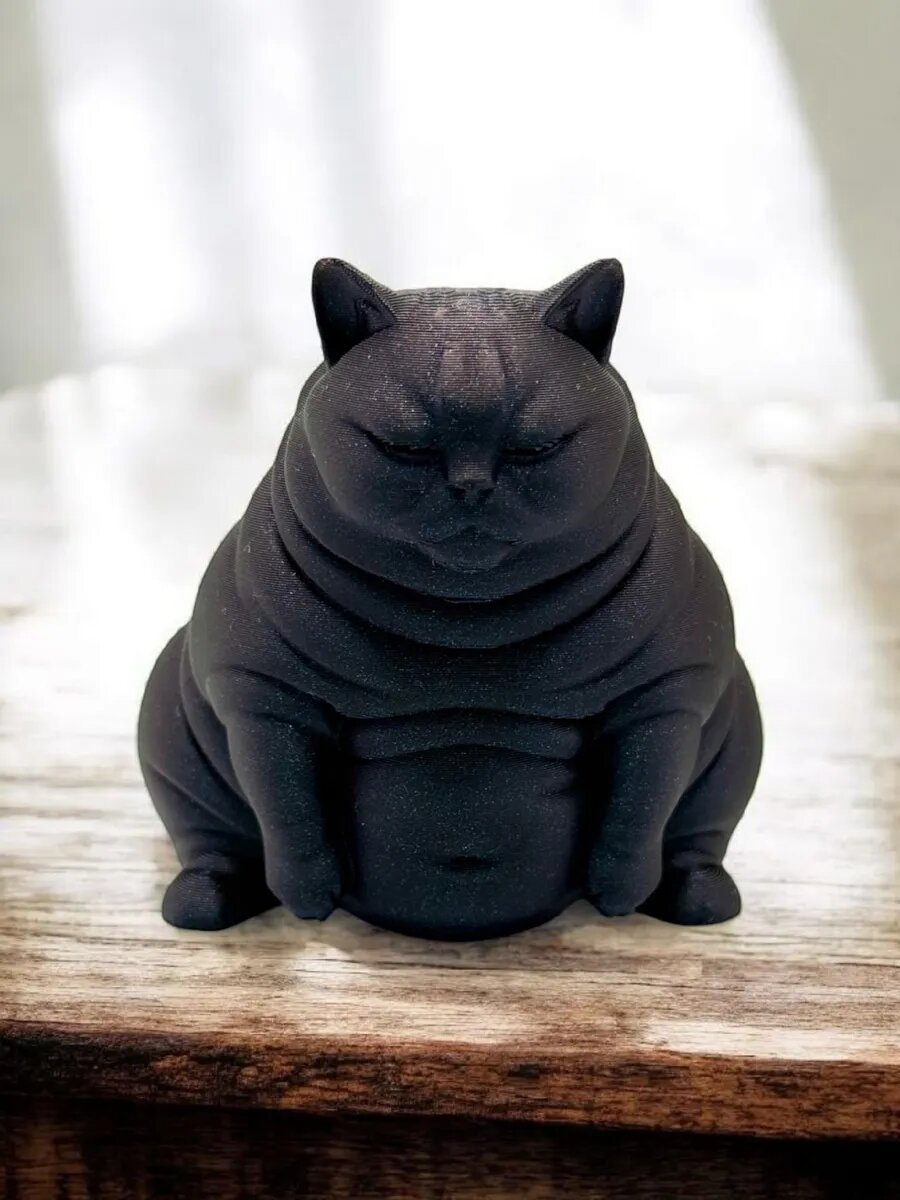 Фигурка "Кот толстячок", антистресс, 3D-печать, пластик, синий космос