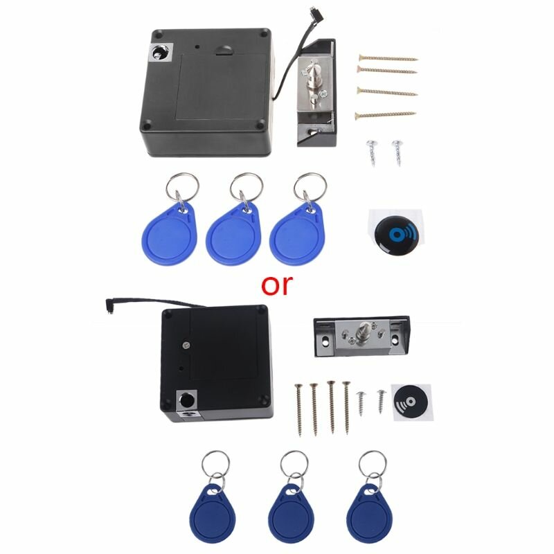 Электронный индукционный замок выдвижного ящика с одной дверцей шкафа (оригинального выпуска)-3 брелка для ключей