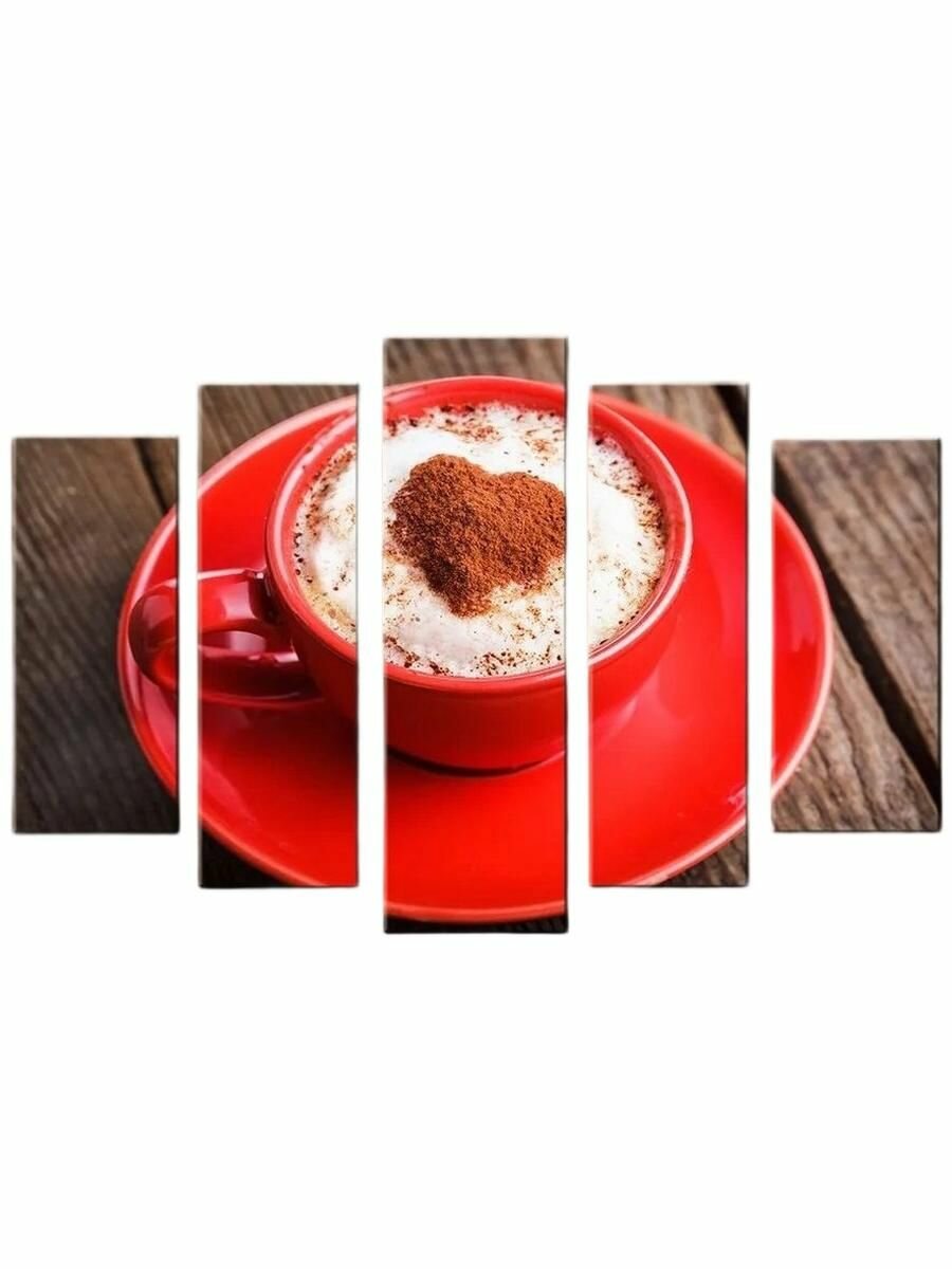 Modul007 Модульная картина для интерьера на стену "Кофе Латте" 140х80 см, 5 модулей