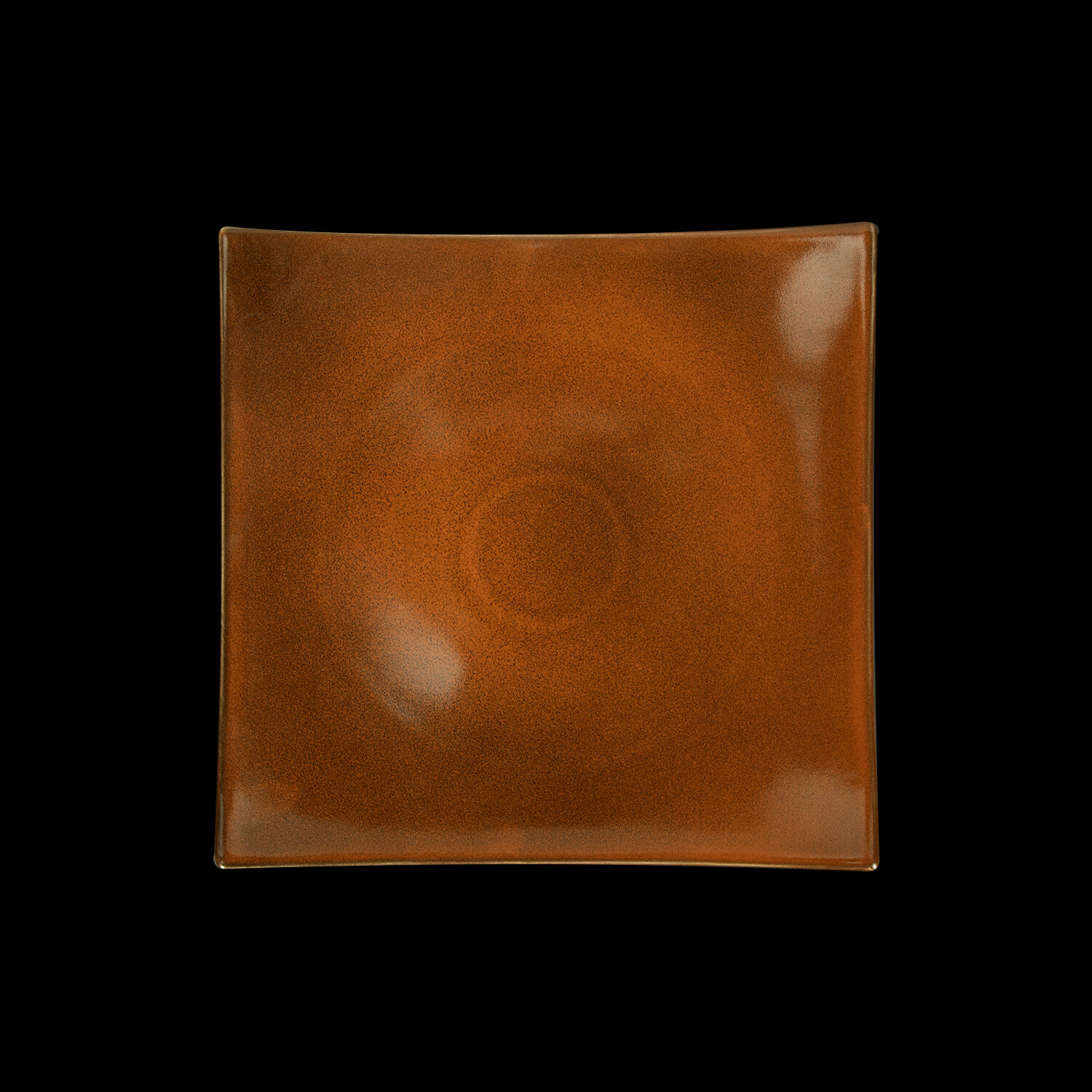 Тарелка квадратная 10' 265 мм фарфоровая оранжевая для сервировки KLEN