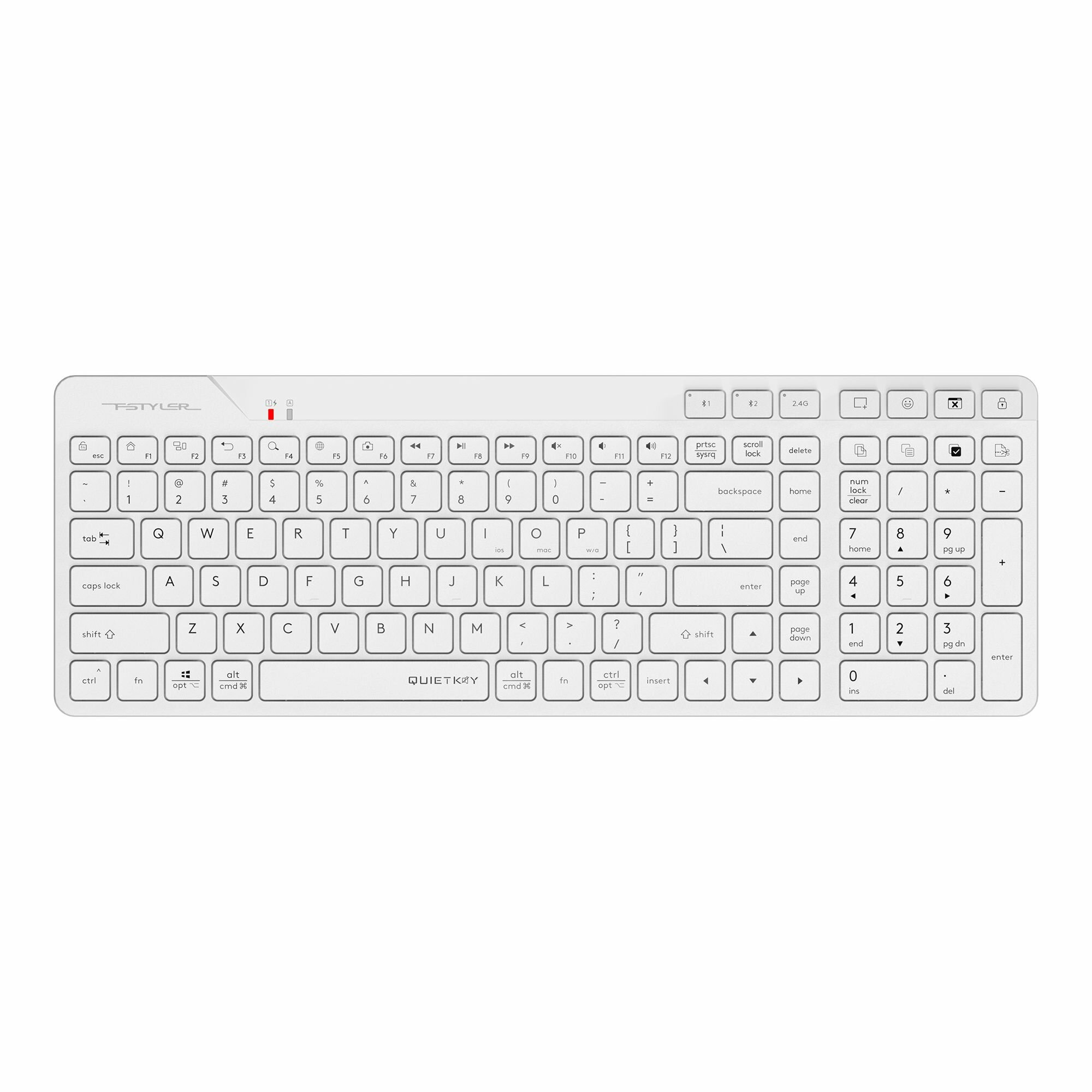 Клавиатура беспроводная A4Tech Fstyler FBK27C AS, белый, USB, Bluetooth/радио