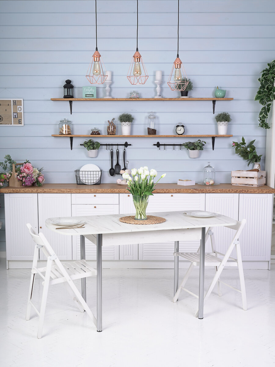 Стол кухонный обеденный раздвижной Джаз, дуб крафт белый, 110/150х70x77 см.