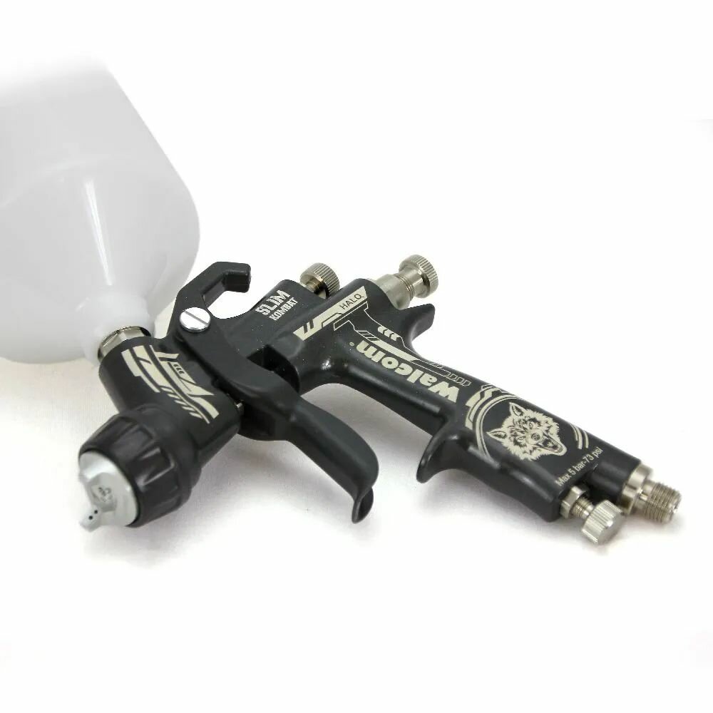 Краскопульт SLIM KOMBAT SR HALO/HTE NERO EDITION . верх бачок пластик, без манометра, 1,4мм