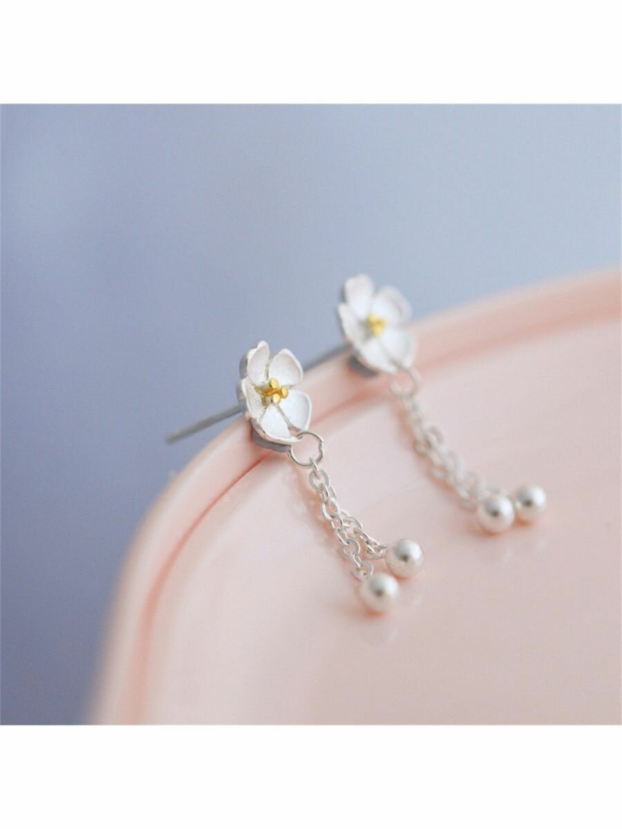 Серьги пусеты, эмаль, кристалл