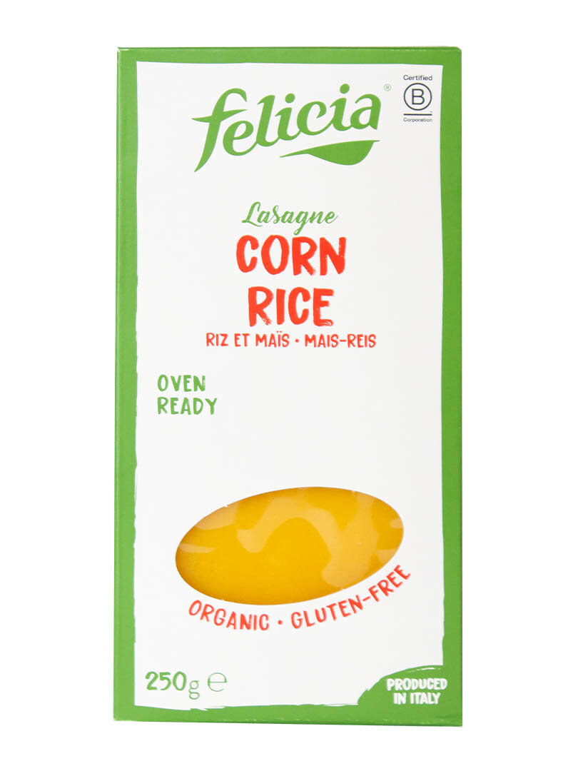 Макароны Felicia Lasagne Лазанья без глютена из кукурузной и рисовой муки БИО, 250 г