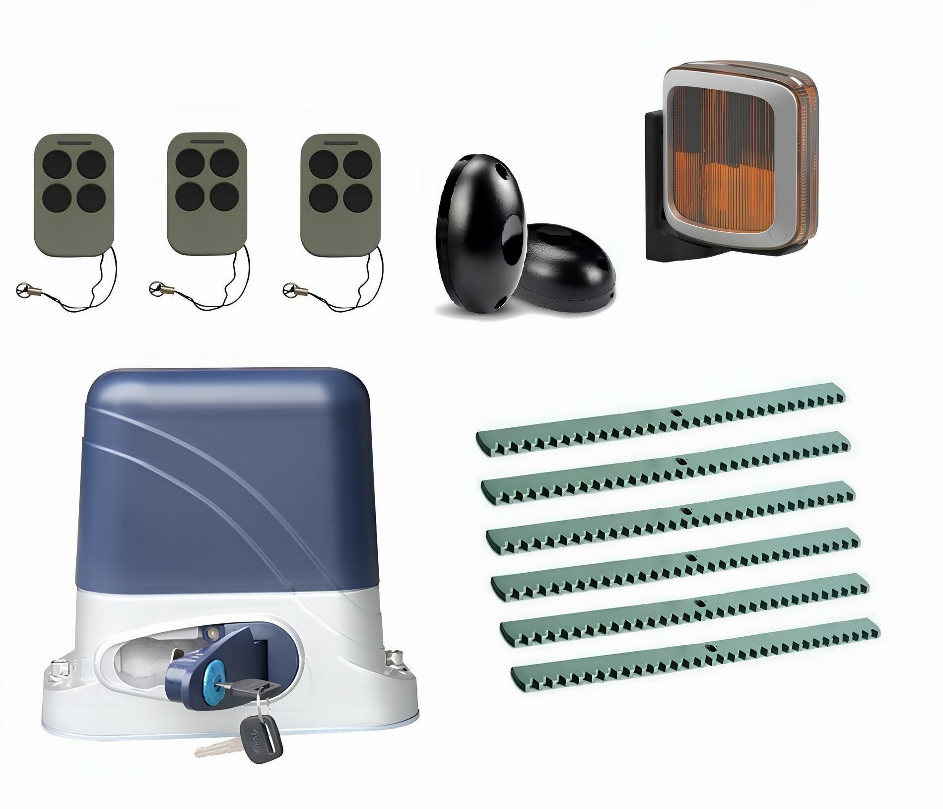 Автоматика для откатных ворот KSL-800 FULL-2K6-Т3, комплект: привод, 3 пульта, фотоэлементы, лампа, 6 реек