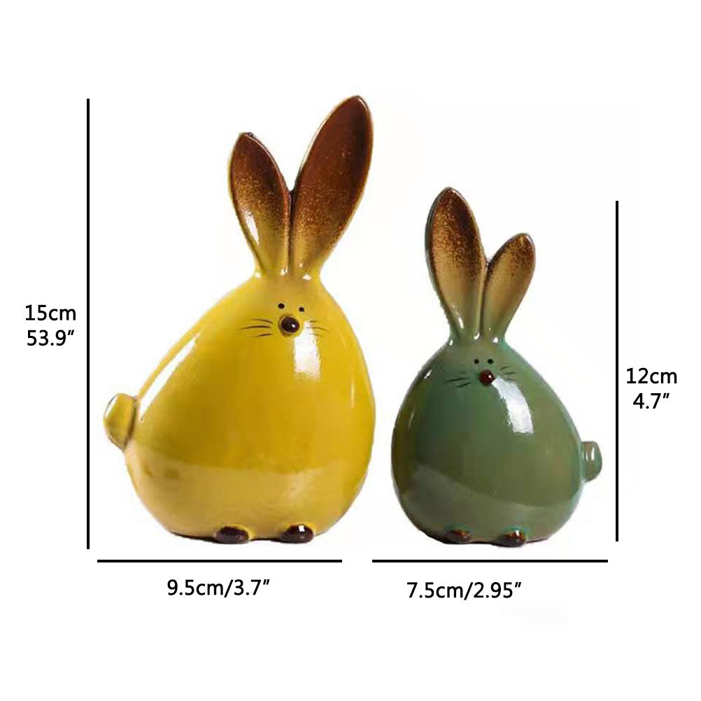 Керамические фигурки кроликов, Пасхальное длинное ухо кролика, орнамент, настольная кукла с животными, украшение для дома и офиса