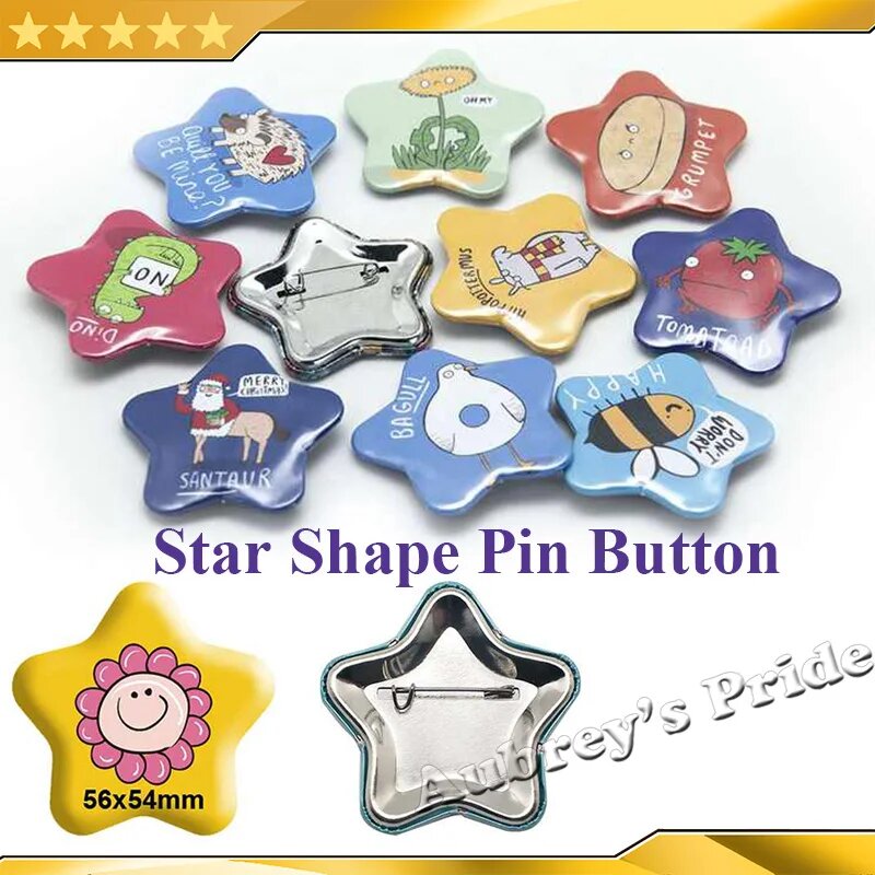 Металлические кнопки для значков звезда 56x54 мм, 100 комплектов
