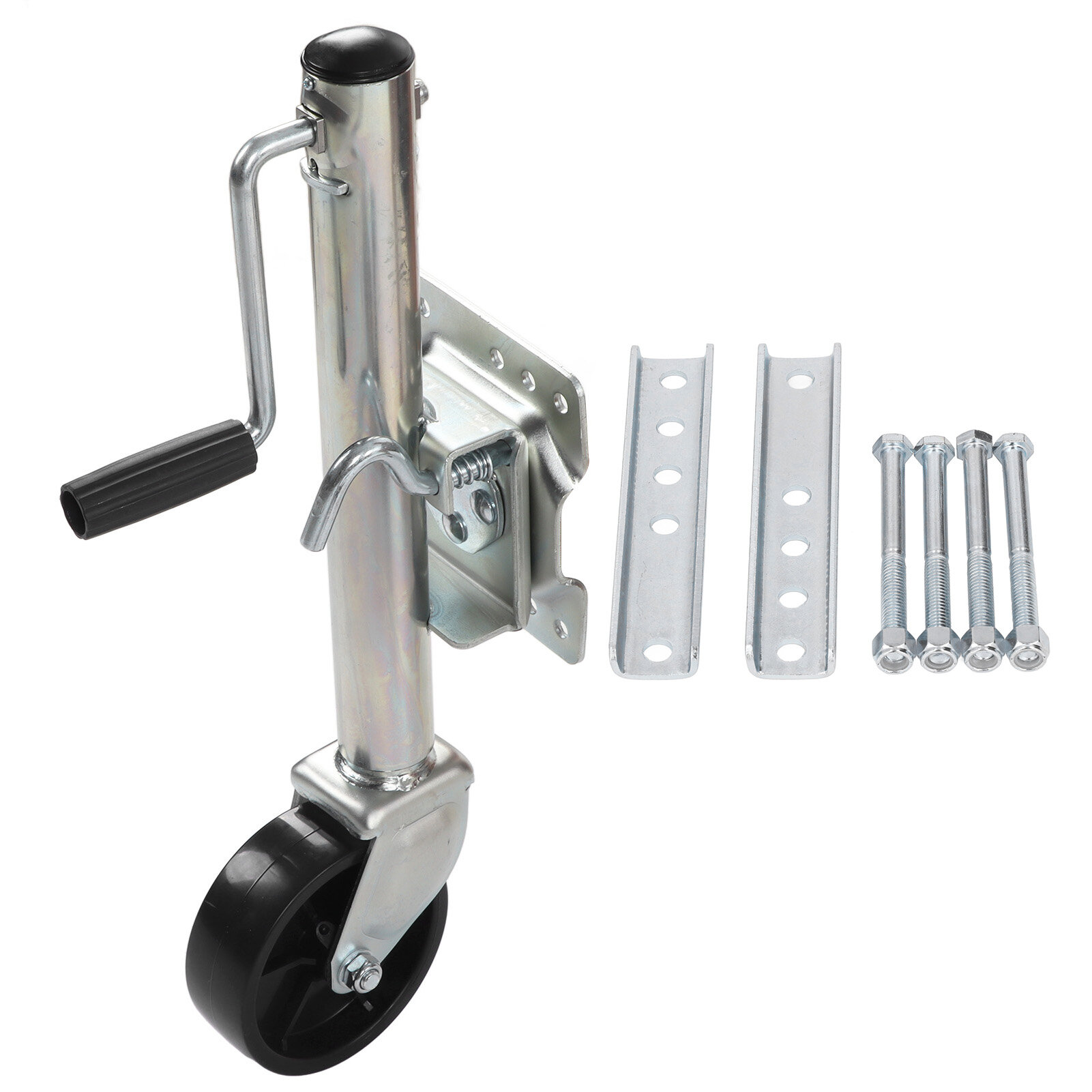 Сверхпрочный складной домкрат для прицепа грузоподъемностью 1200 фунтов, регулируемый поворотный домкрат с дышлом и 6-дюймовым колесом для автодома