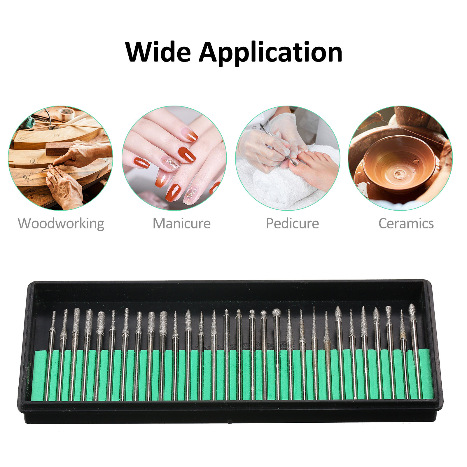 30 шт. алмазных фрез, сверла для резьбы, алмазные фрезы, набор сверл для вращающегося инструмента, фрезера по металлу, деревообработке, шлифовке, гравировке, резьбе, хвостовик 1/8"(3 мм)