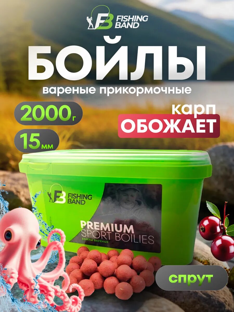 Бойлы прикормочные FISHING BAND PREMIUM SPORT, тонущие, 15мм, 2кг