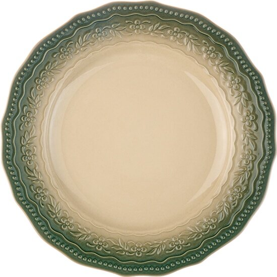 Тарелка Kunstwerk «Эйфория» 26 см, фарфор, бежевый/зеленый (03015805)