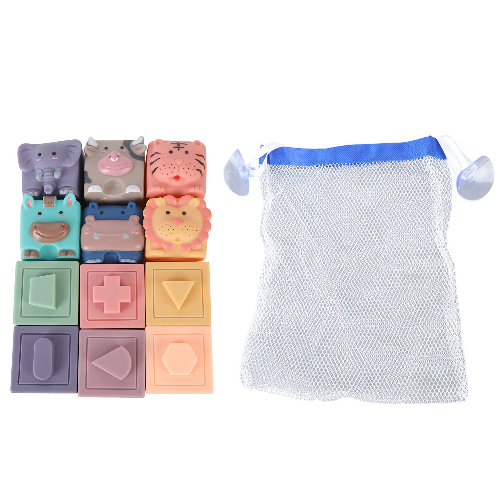 12 шт. детских силиконовых строительных блоков, мягкие жевательные развивающие кубики в форме животных для самостоятельной творческой игры и сенсорного развития