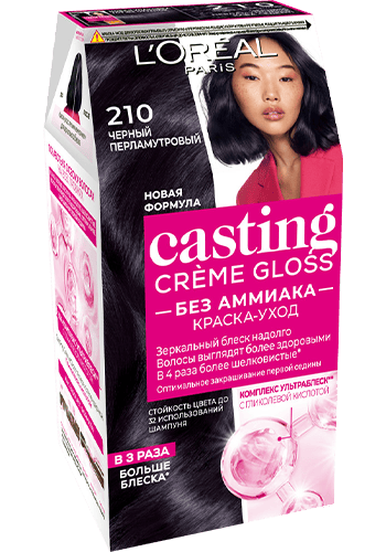 L'Oreal Paris Casting Creme Gloss стойкая краска-уход для волос, 210 черный перламутровый