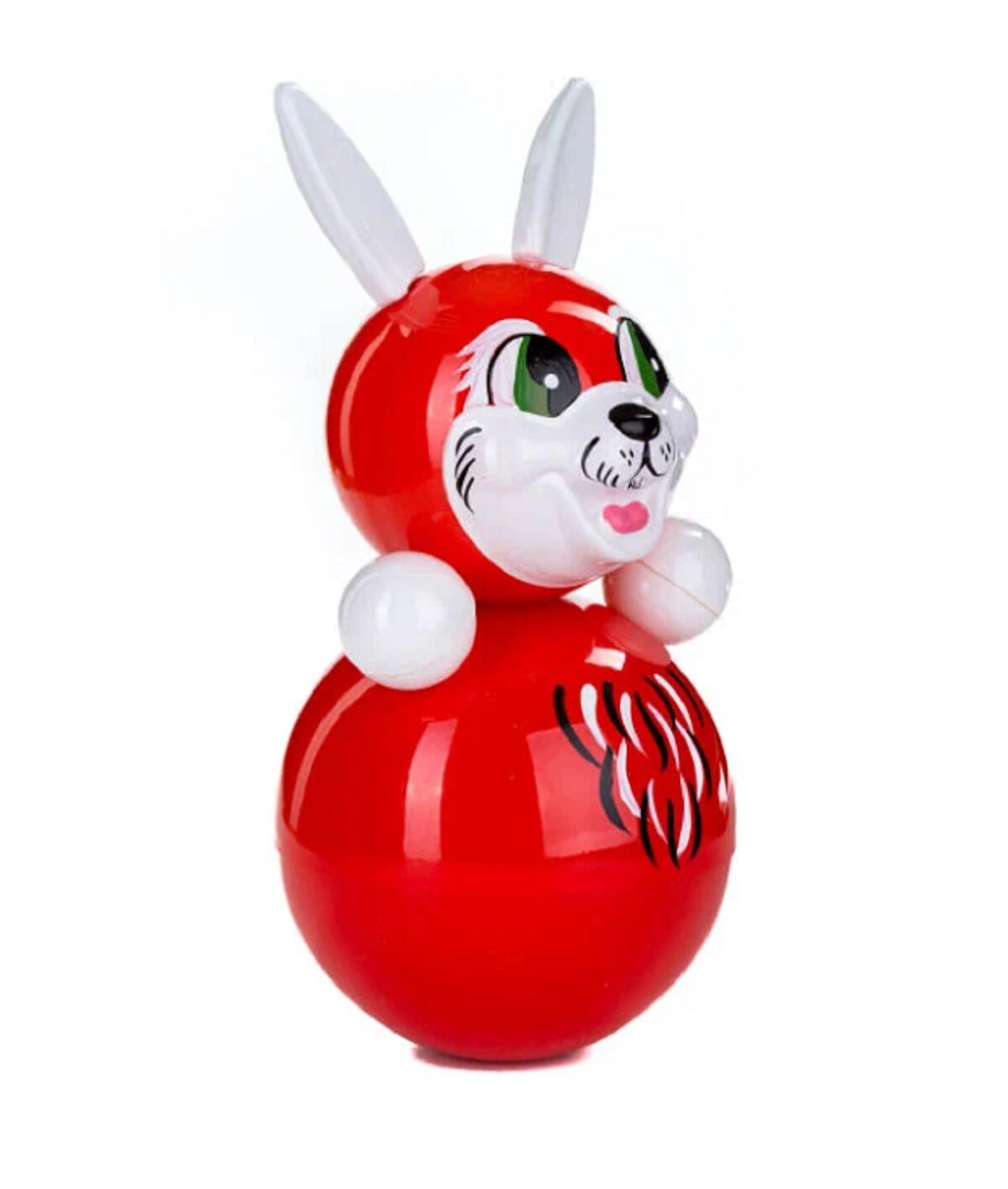 Неваляшка Котовские Неваляшки "Зайчик", пластик, погремушка, звук, красная, 23 см в пакете