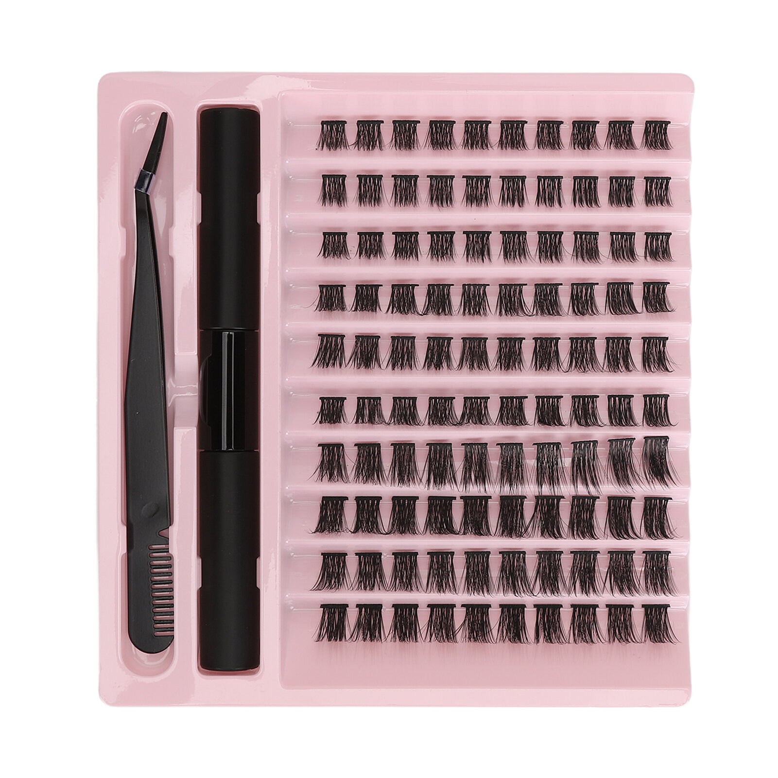 100 пучков накладных ресниц, толщина D, завитые, накладные ресницы, накладные ресницы своими руками с пинцетом для клея 3 мл