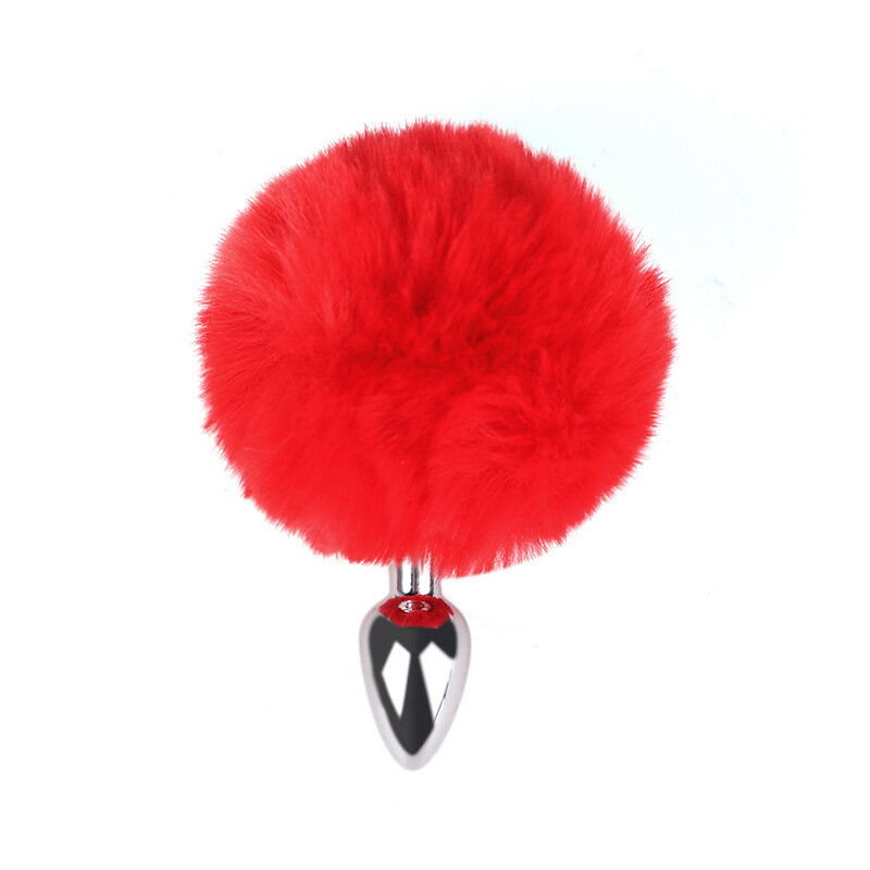 Начинающий кролик хвост мини-анальная пробка для женщин с трубовкой Красный хвост кролика [серебряная анальная пробка]