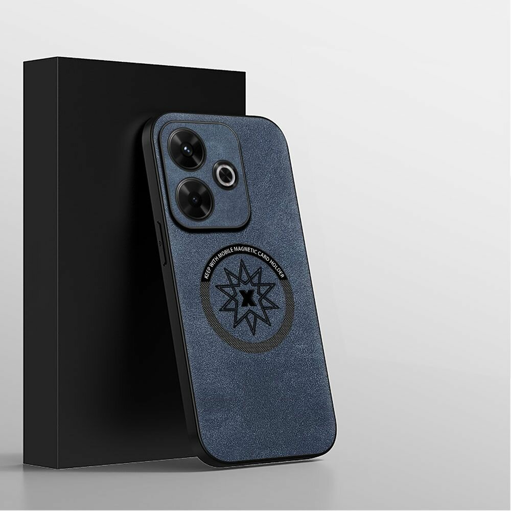 OLGE Роскошная кожа MagSafe чехол для Redmi 13 4G/ Note 13R 5G (Редми 13 4G/Ноут 13R 5G) чехле магнит, Защита от падения