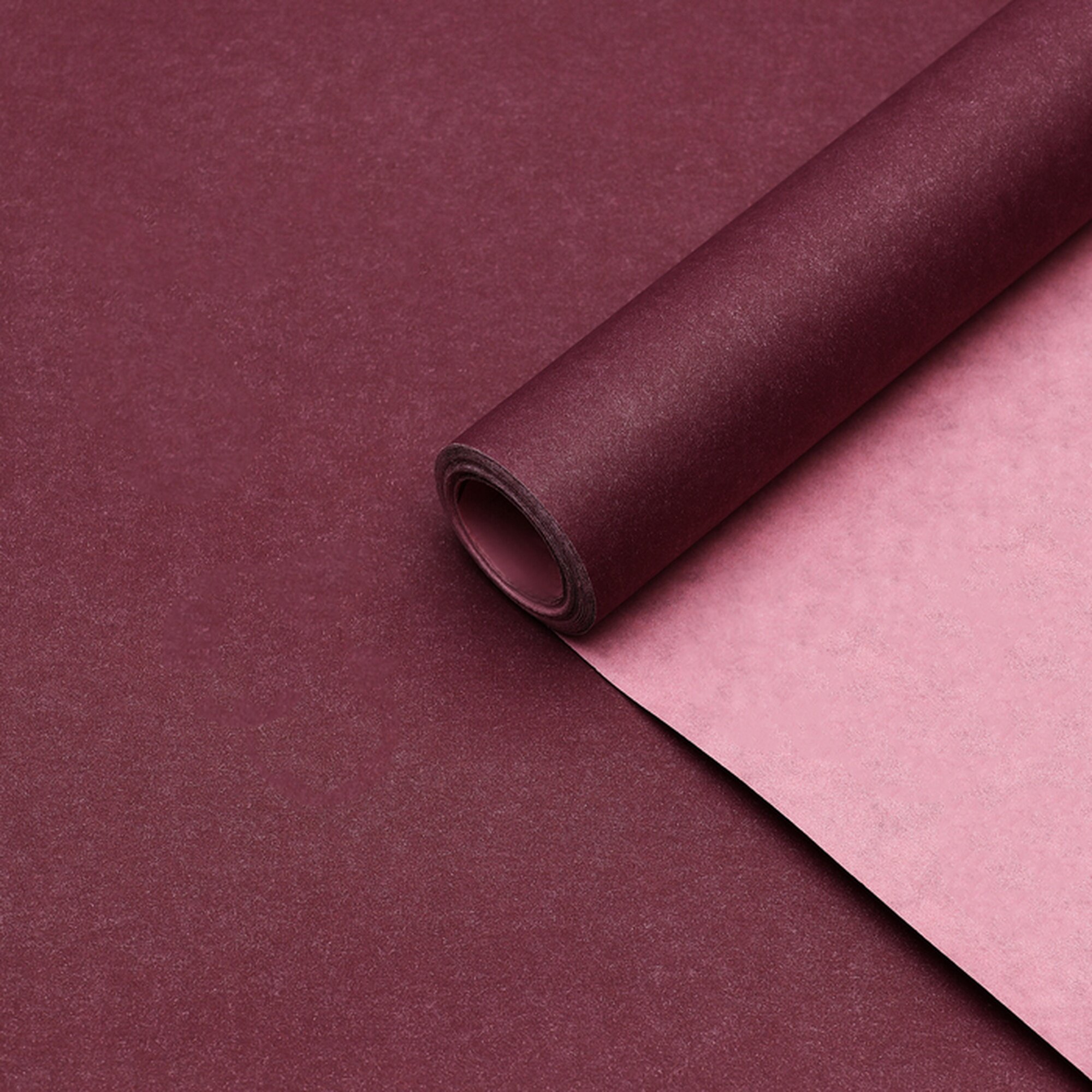 Бумага упаковочная крафт двухсторонняя, розовый-бордовый, 0,7 х 10 м