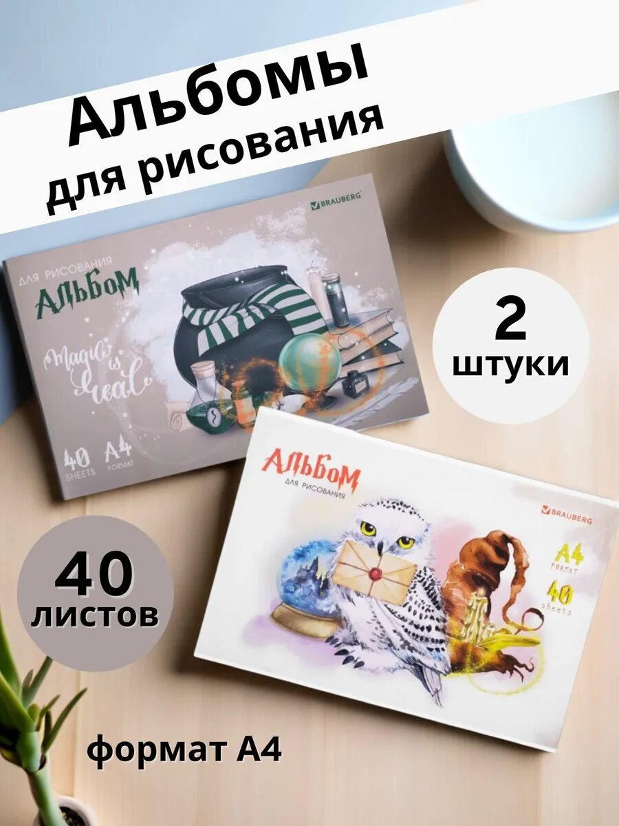Альбом для рисования BRAUBERG "Гарри Поттер", формат А4, 40 листов, 2 штуки