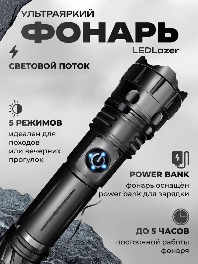 Фонарь маленький, фонарик, ручной, аккумуляторный, LED, с магнитом