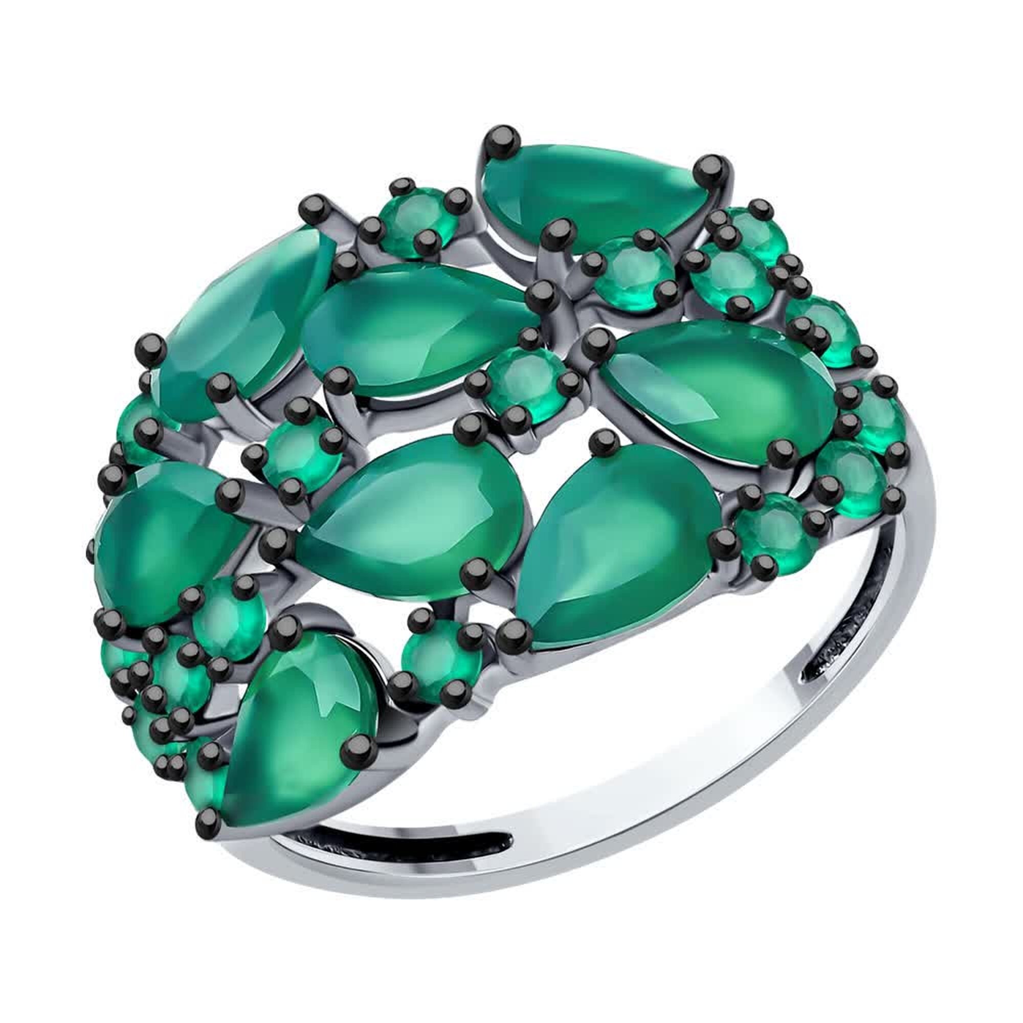 Кольцо, серебро, 925 проба, родирование, агат