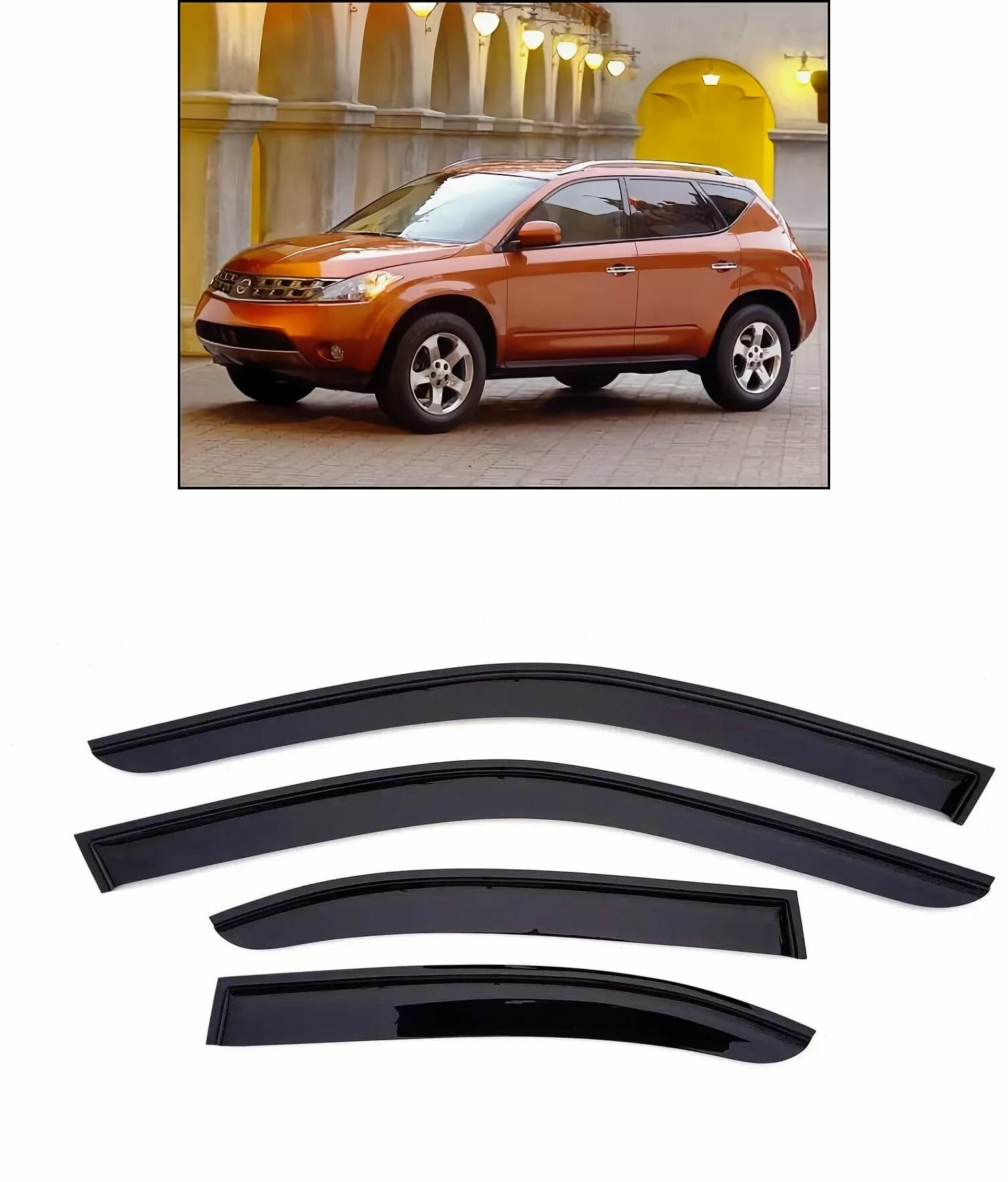 Дефлекторы боковых окон NISSAN Murano Ниссан Мурано (2002-2008) дефлекторы окон