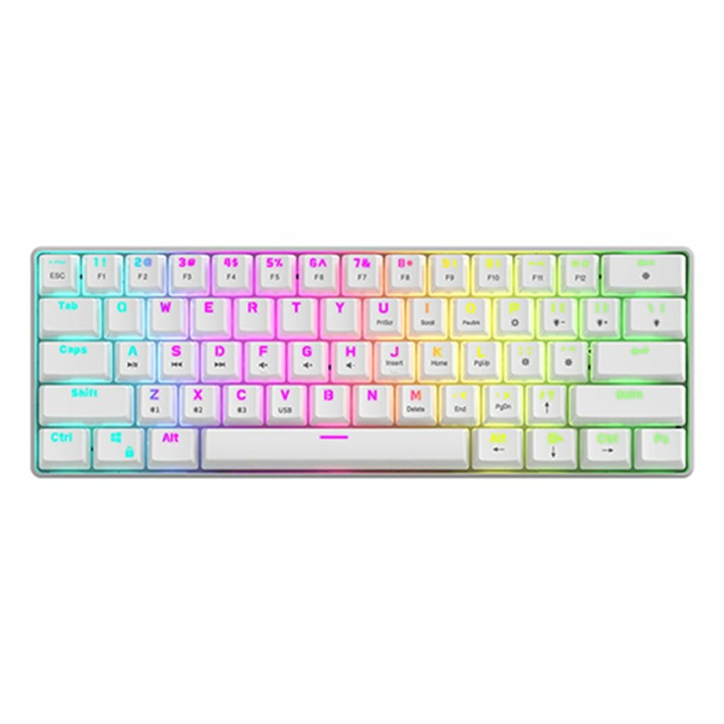 Для S61 60% механическая клавиатура со светодиодной подсветкой, Bluetooth-совместимая USB-клавиатура Double Shot, зеленая/переключатели 61-