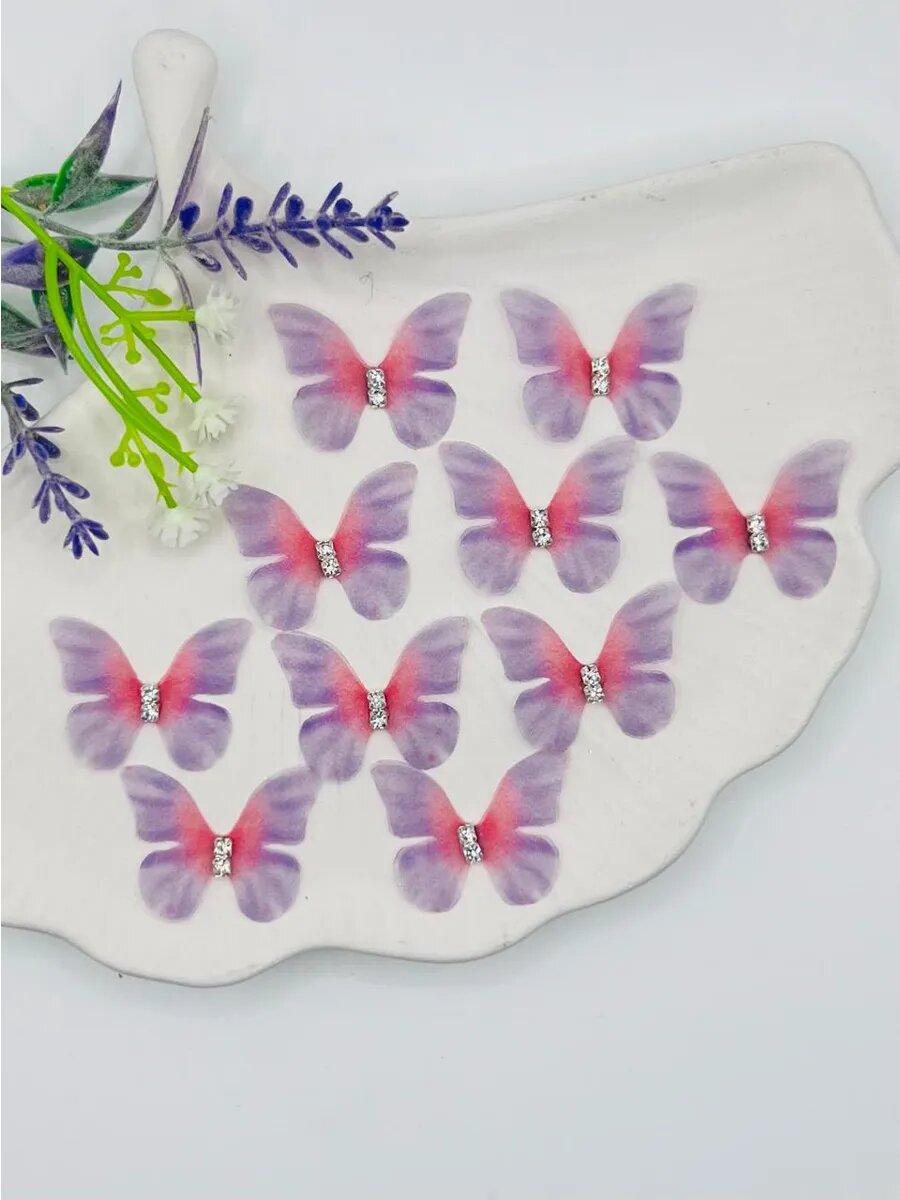 Бабочки шифоновые двухслойные (3*2см.) 10шт.