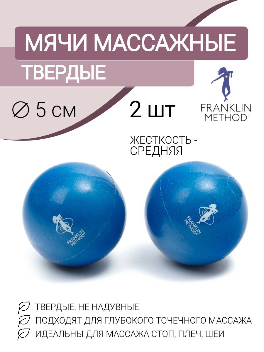 Мячи массажные для мфр Franklin Method Medium Fascia Ball Set средней жесткости, набор 2 шт, диаметр 5 см, синие