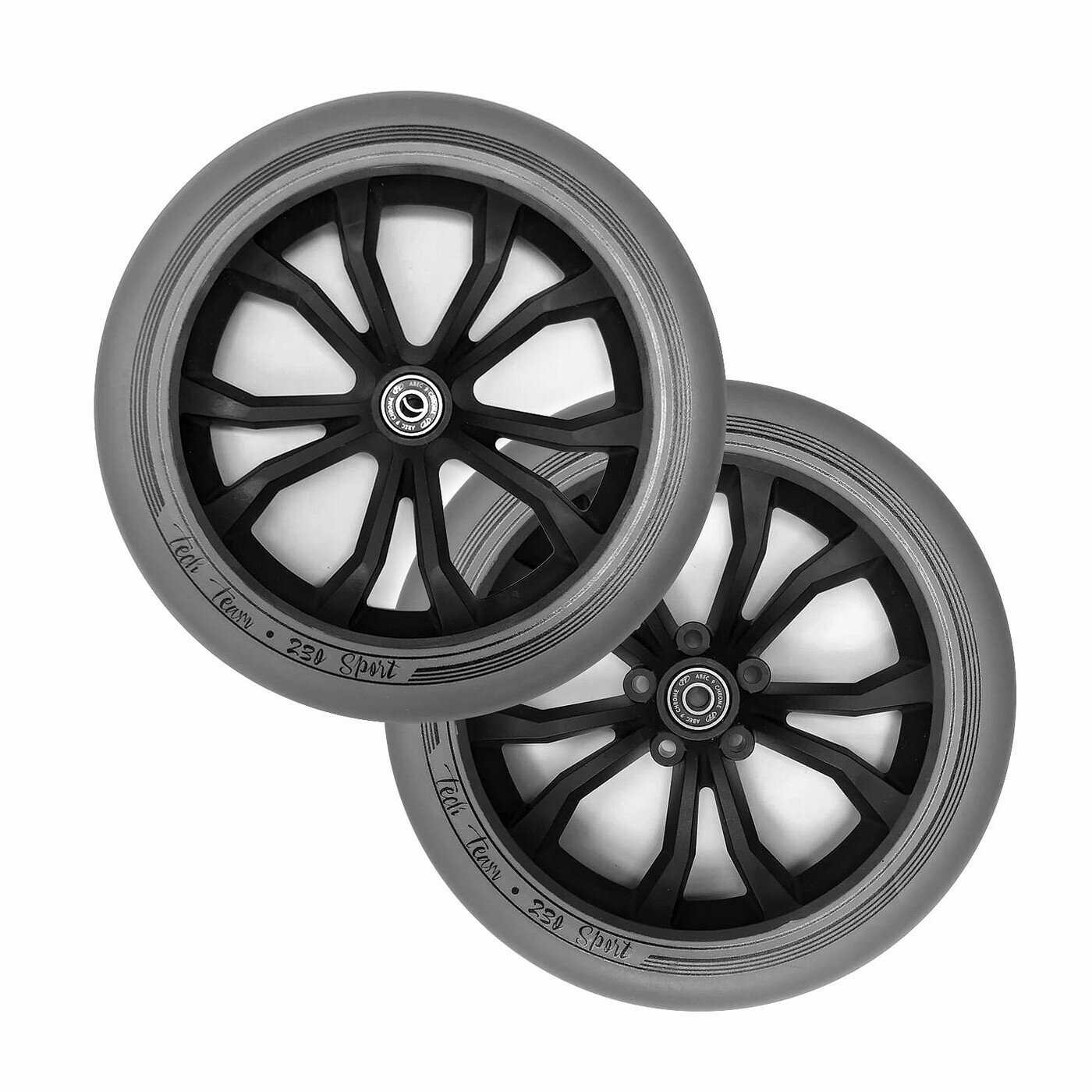 Набор колёс для самоката Tech Team "230+230мм" - Black/Grey, с подшипниками