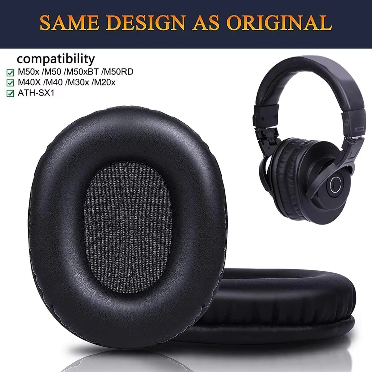 Сменные амбушюры M50X, совместимые с наушниками Audio Technica ATH M50 M50XBT M50RD M40X M30X M20X MSR7 SX1