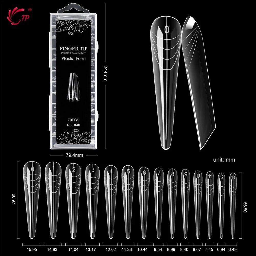 TP 70/140 шт, прозрачные ногти двойной формы, полное покрытие, поли-наращивание, гель-форма для ногтей, изогнутая шпилька, акриловая форма для ногтей, маникюрные инструменты