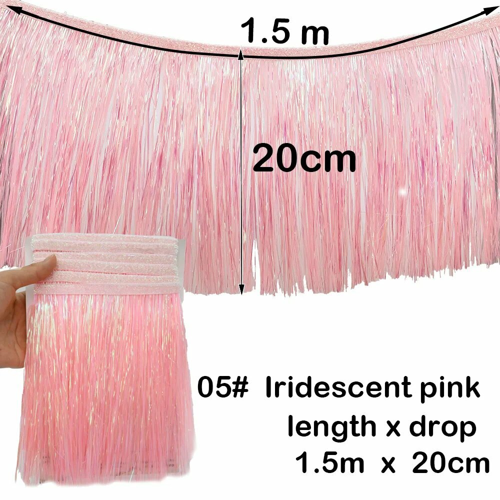 Розовый баннер с бахромой 1.5м x 20см, iridescent pink