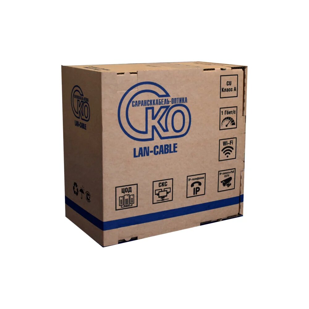 Симметричный кабель связи СКО (Сарансккабель оптика) U/UTP Сat 5e PE 4x2 AWG24 Medium Outdoor 305м УТ-00001844