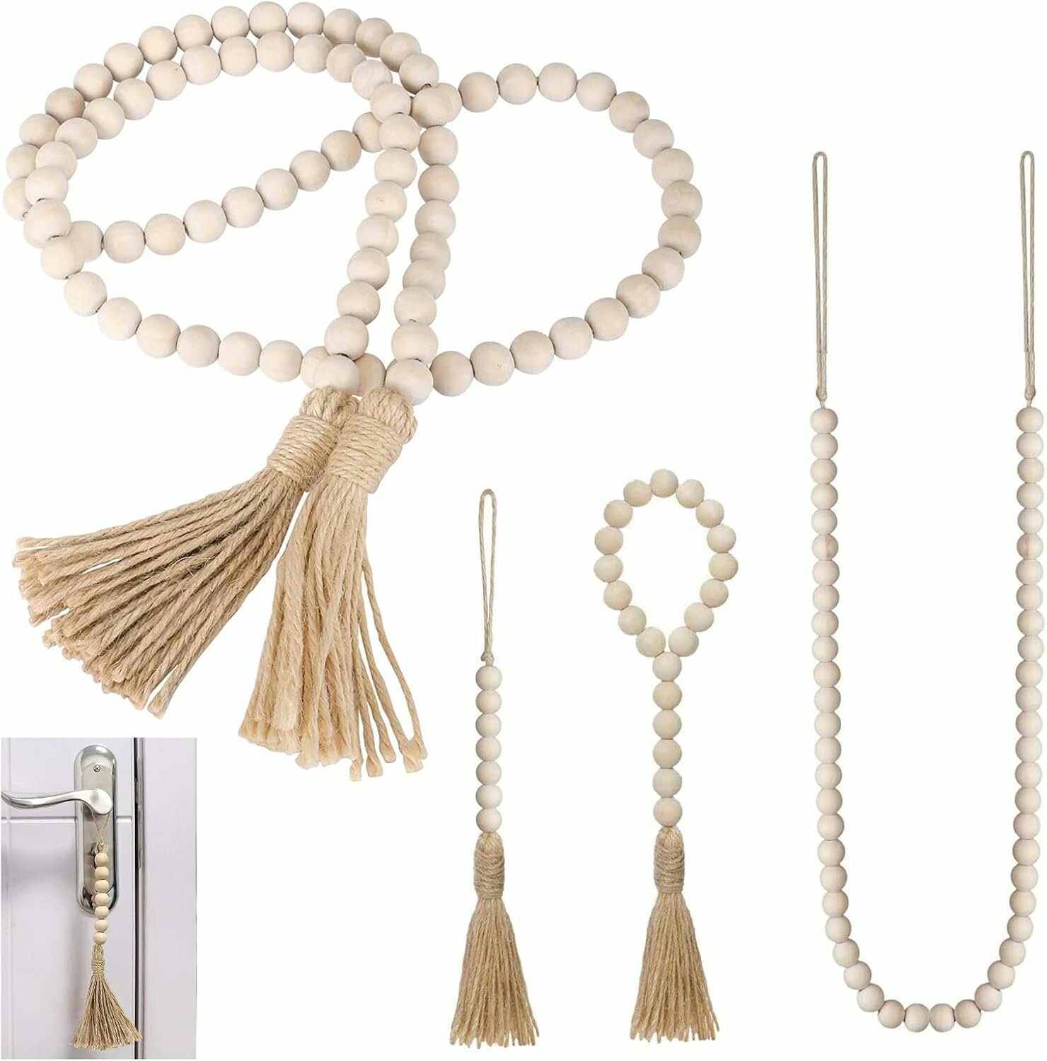 4 деревянные гирлянды из бисера, натуральное богемное украшение, подходящее для дома и вечеринки.