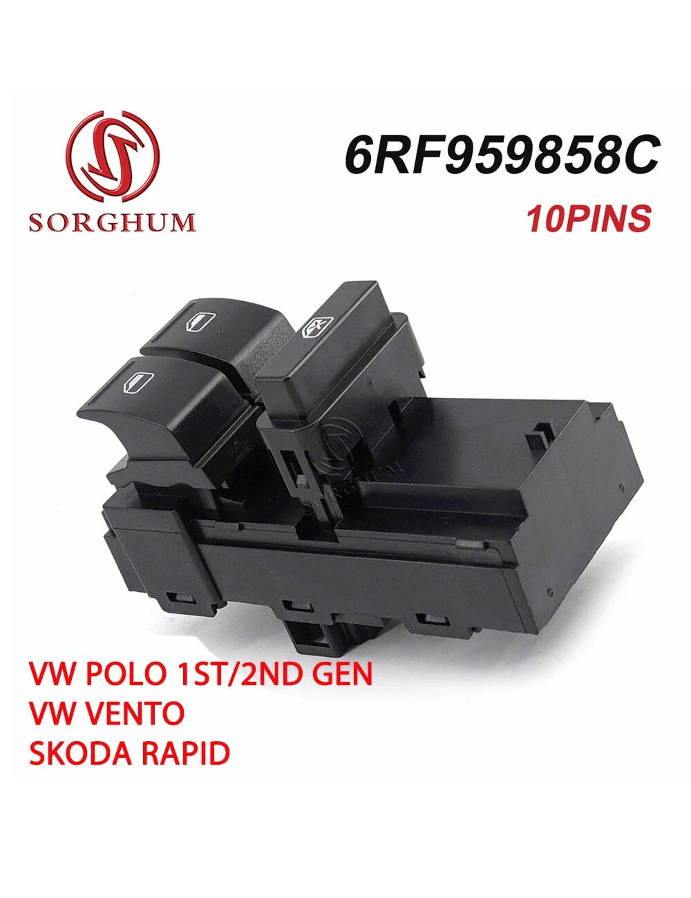 6RF959858C Стеклянный подъемник, Volkswagen Polo Skoda Vento Оконный подъемник Главная кнопка Правая