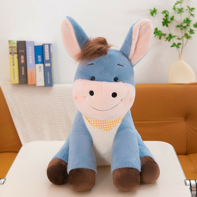 Plush toy delightfull blue and black sitting donkey charm kids stuffed animal gift