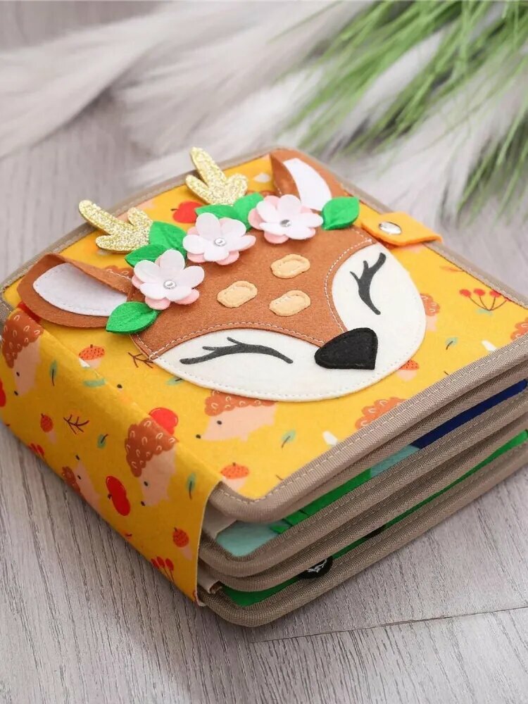 Мягкая книжка игрушка фетровая для детей от года оленёнок