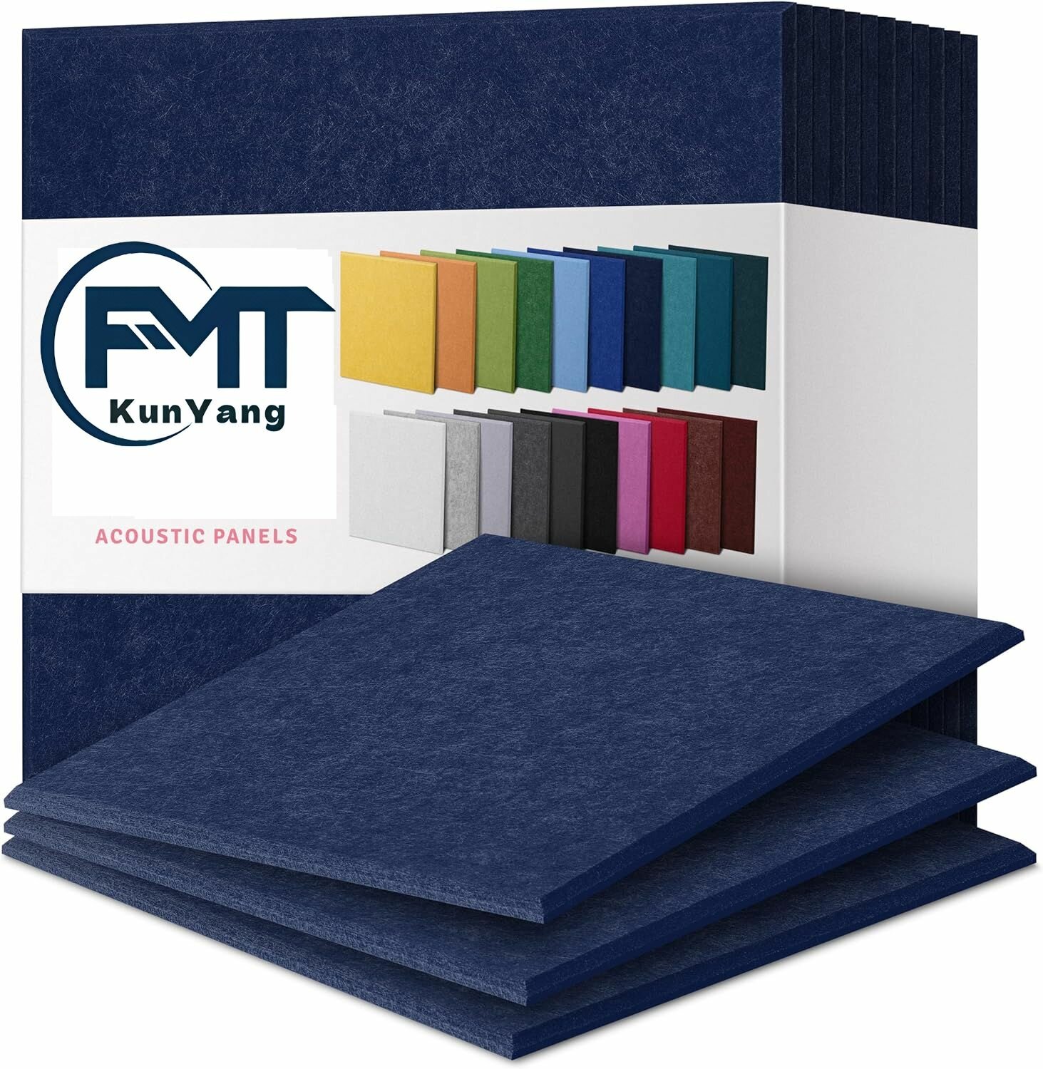 Звукопоглощающая плита 12-штучная звуконепроницаемая стеновая панель 30,34 "X 30,34>X 0,9 см" высокой плотности -<джинсовый синий квадрат>