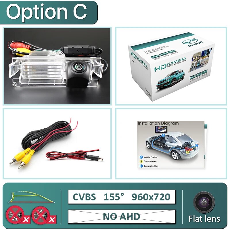 GreenYi ° Автомобильная камера заднего вида AHD 1920x1080P для Kia K2 Hatchback Ceed Sedan Hyundai Accent Solaris Verna I30 Sonata, C-Dynamic Trajectory