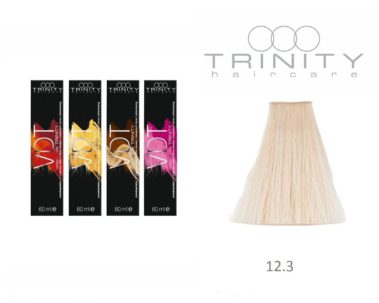 TRINITY VDT тринити Вог де Тринити Стойкая крем краска для волос 12.3 Ультра светлый блонд золотистый 60 мл
