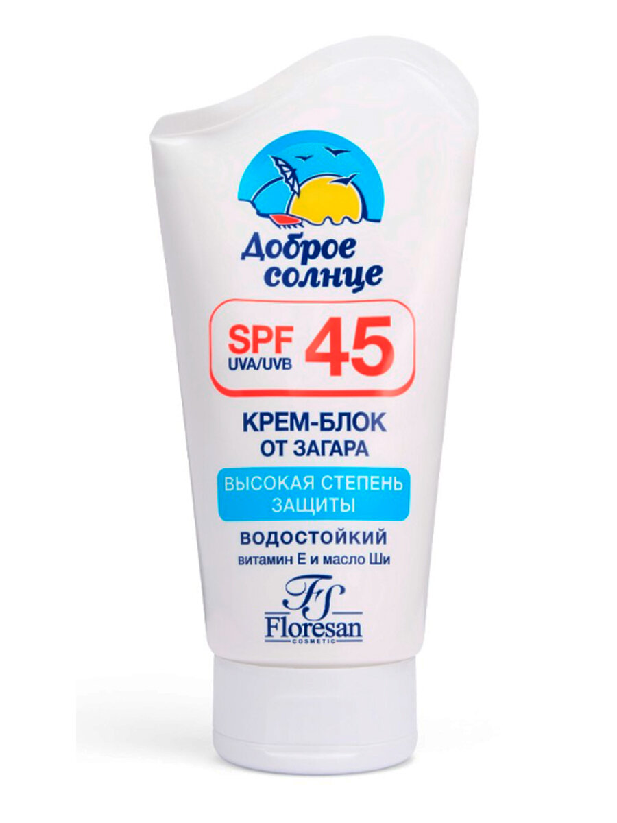 Floresan Доброе солнце Ф113 Крем-блок от загара SPF45 для лица и шеи, 125 мл